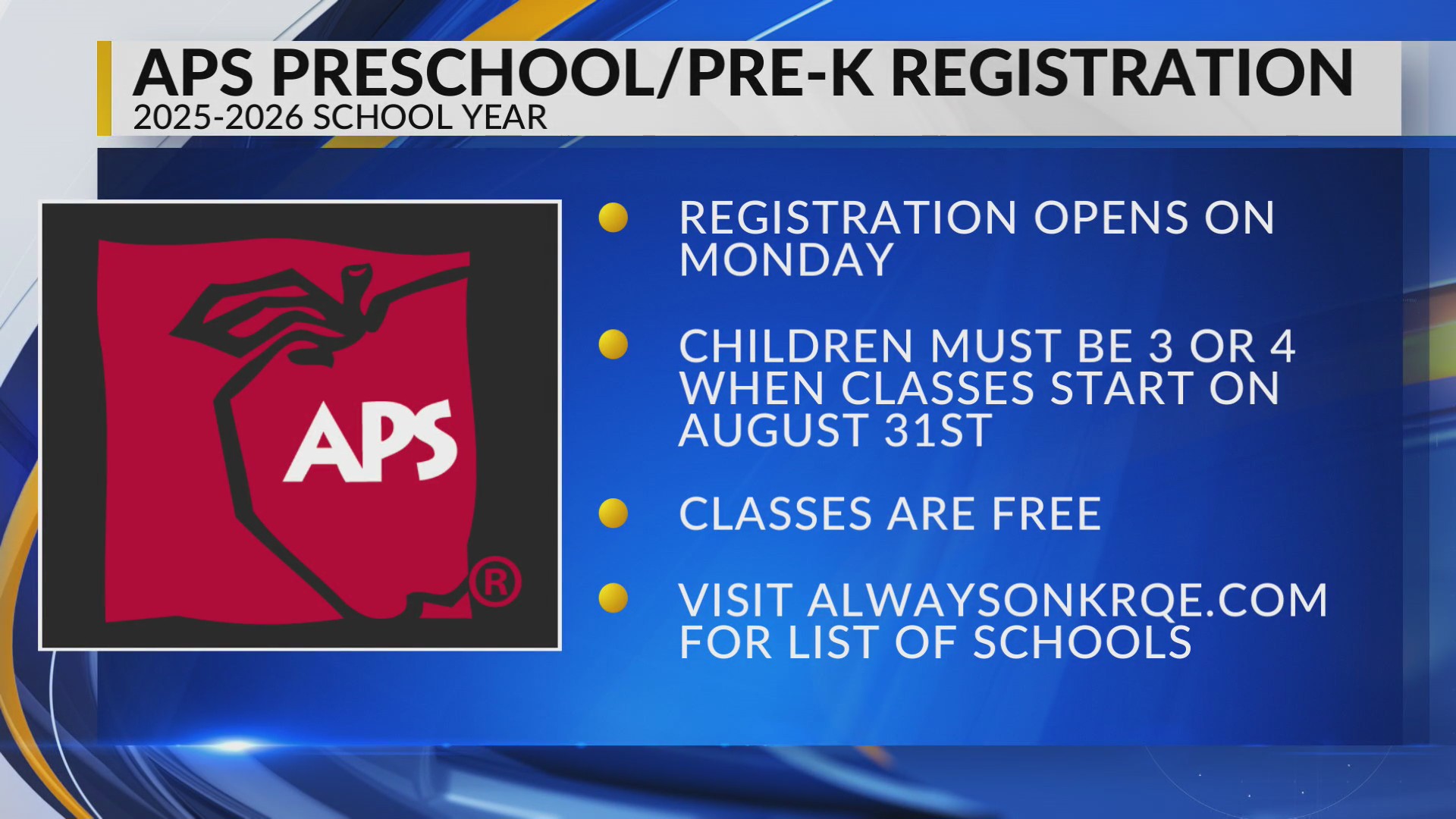 Registration for pre-K/preschool at APS opens on March 24 – KRQE NEWS ...
