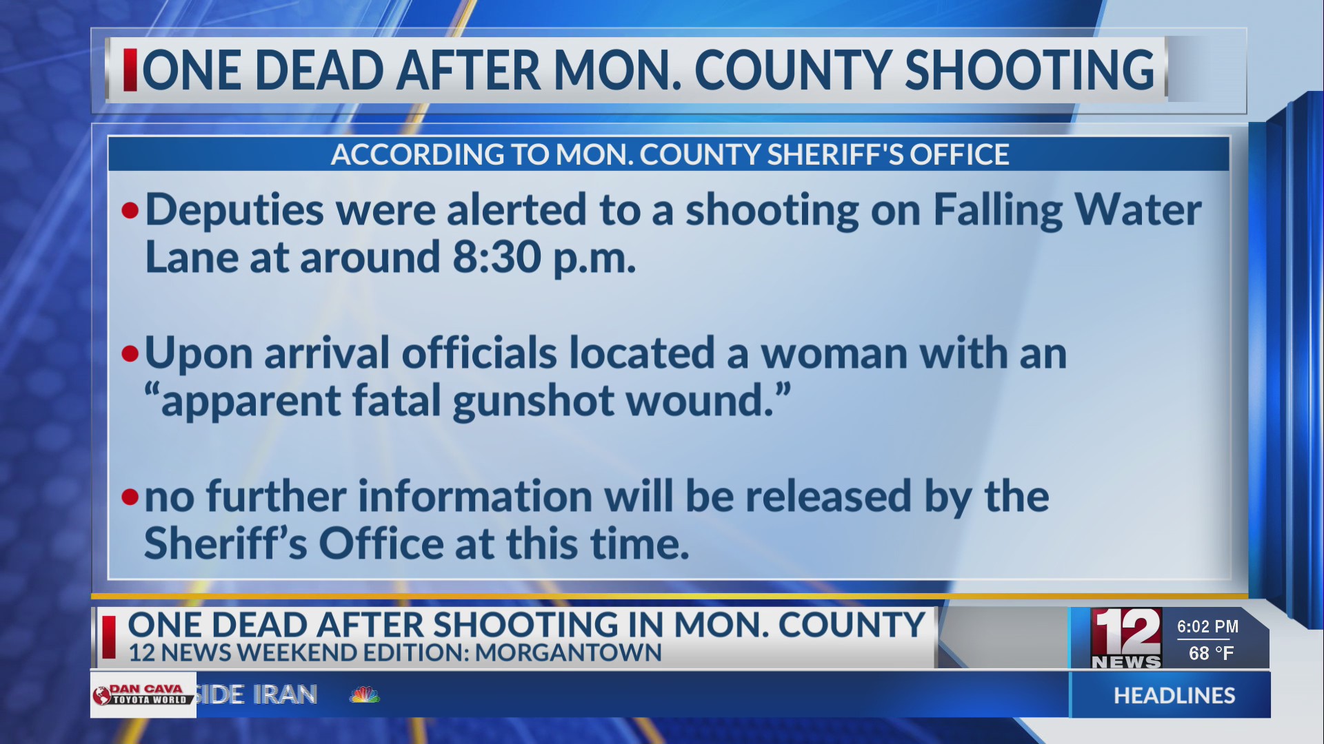 One dead after shooting in Morgantown – WBOY.com