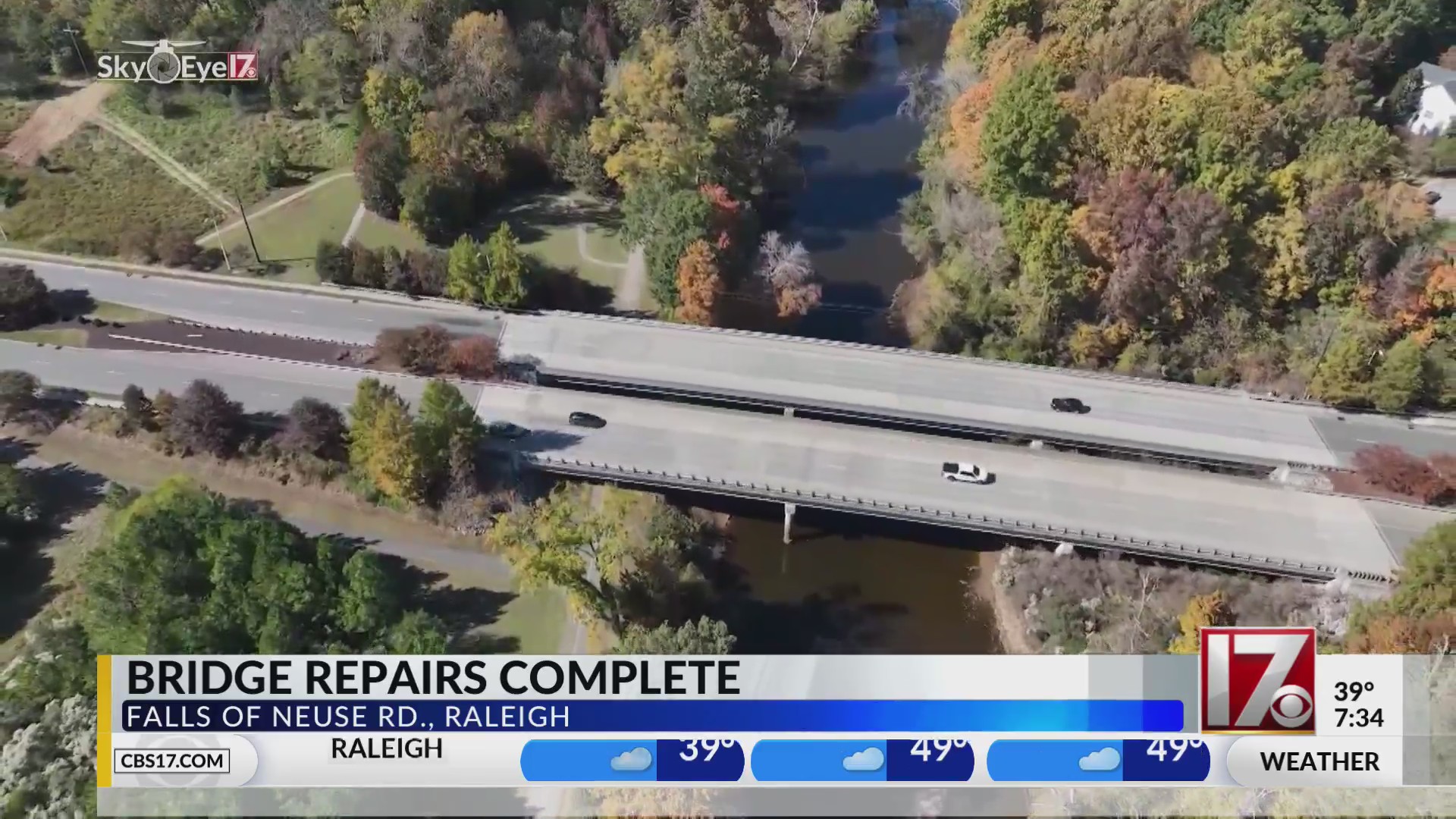 Bridge repairs complete on Falls of Neuse Road – CBS17.com