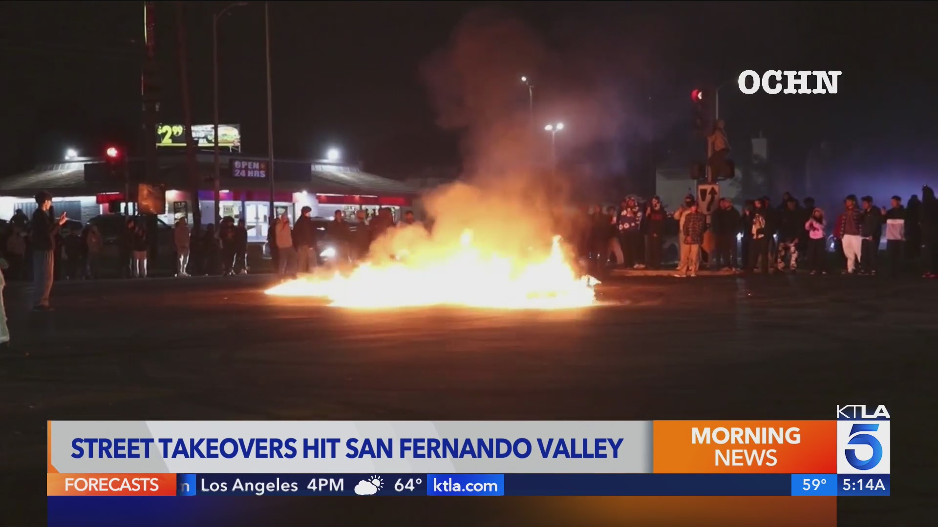 Street takeovers bring fire, dangerous stunts to San Fernando Valley – KTLA