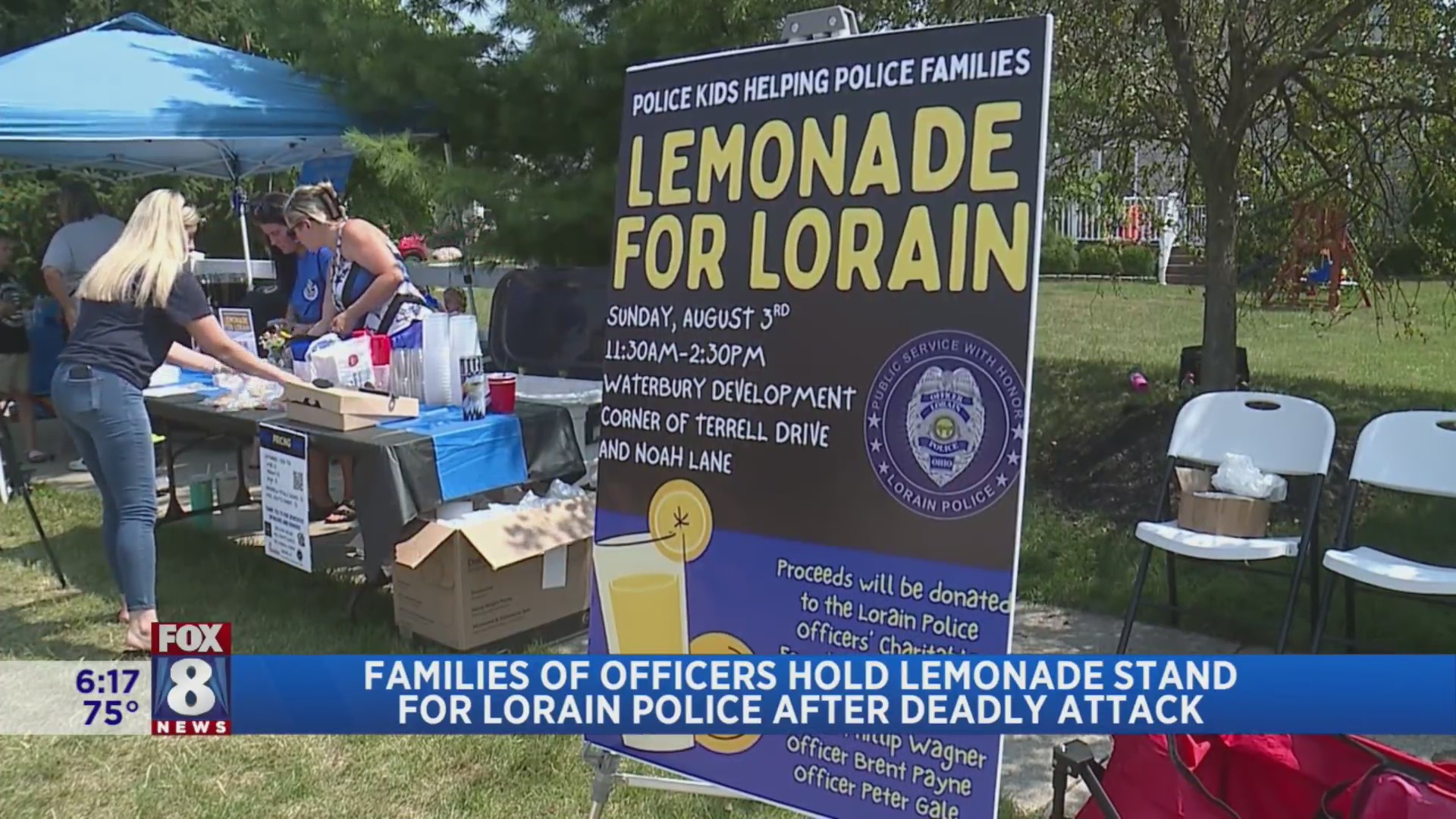 Families of officers hold lemonade stand for Lorain police after deadly ...