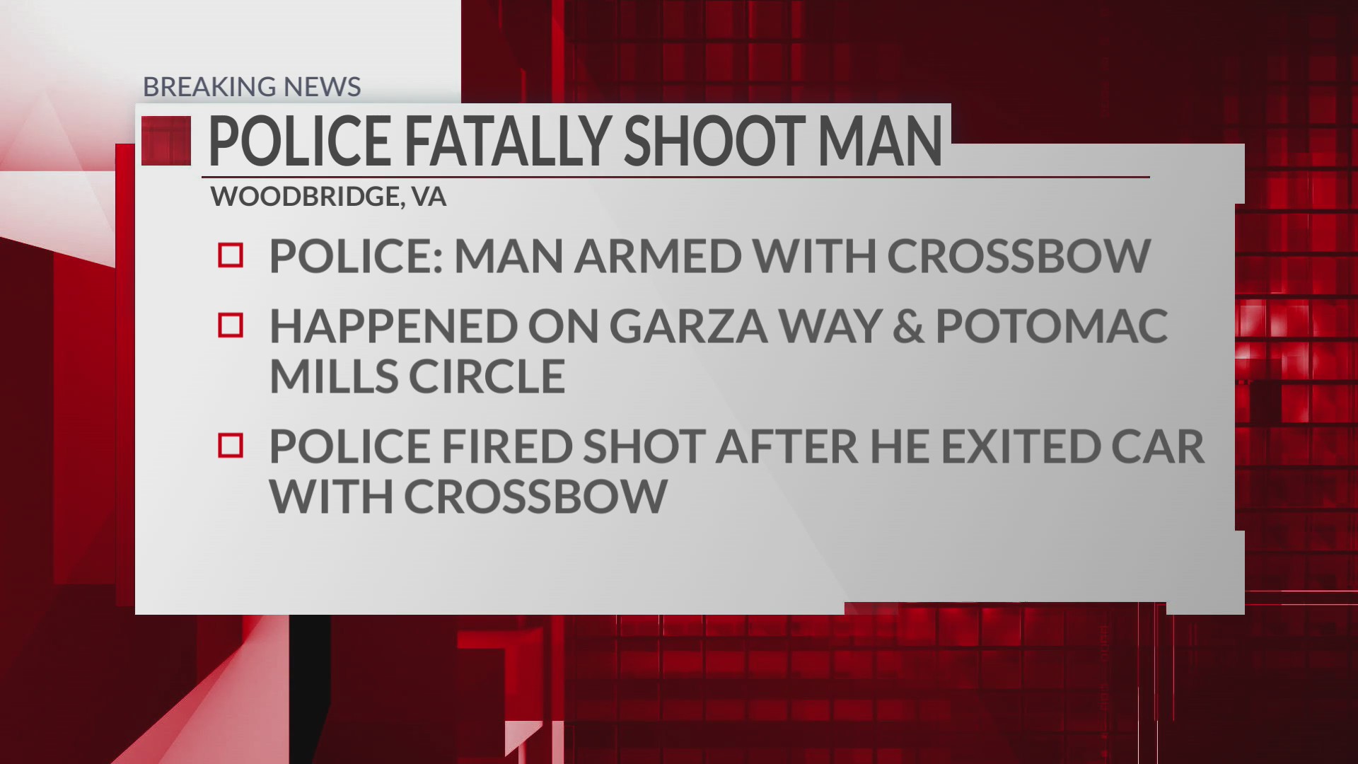 Police shoot, kill Woodbridge man armed with crossbow – DC News Now ...