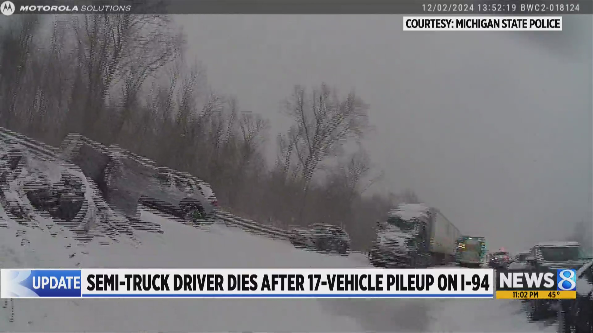 Semi-truck driver dies after 17-vehicle pileup on I-94 – WOODTV.com