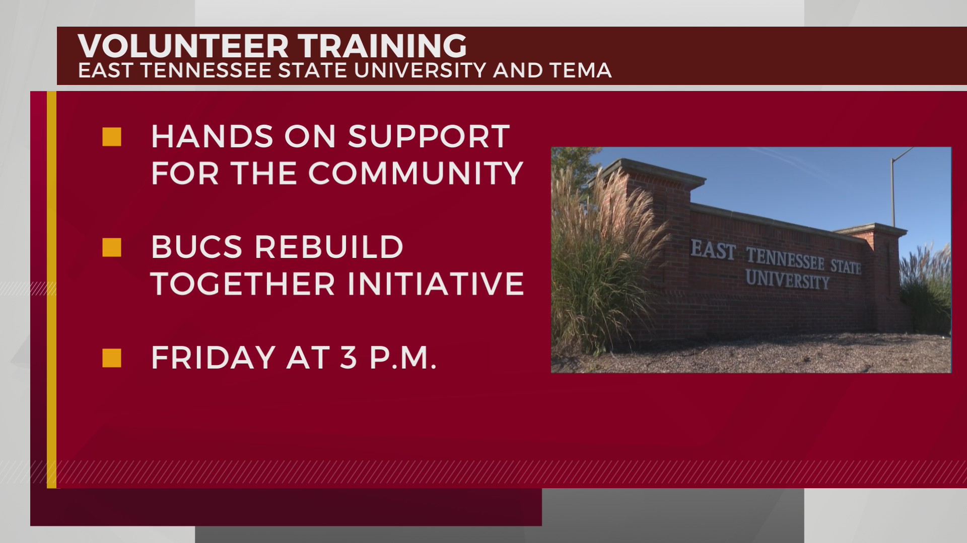 ETSU, TEMA to host disaster relief volunteer training – WJHL | Tri ...