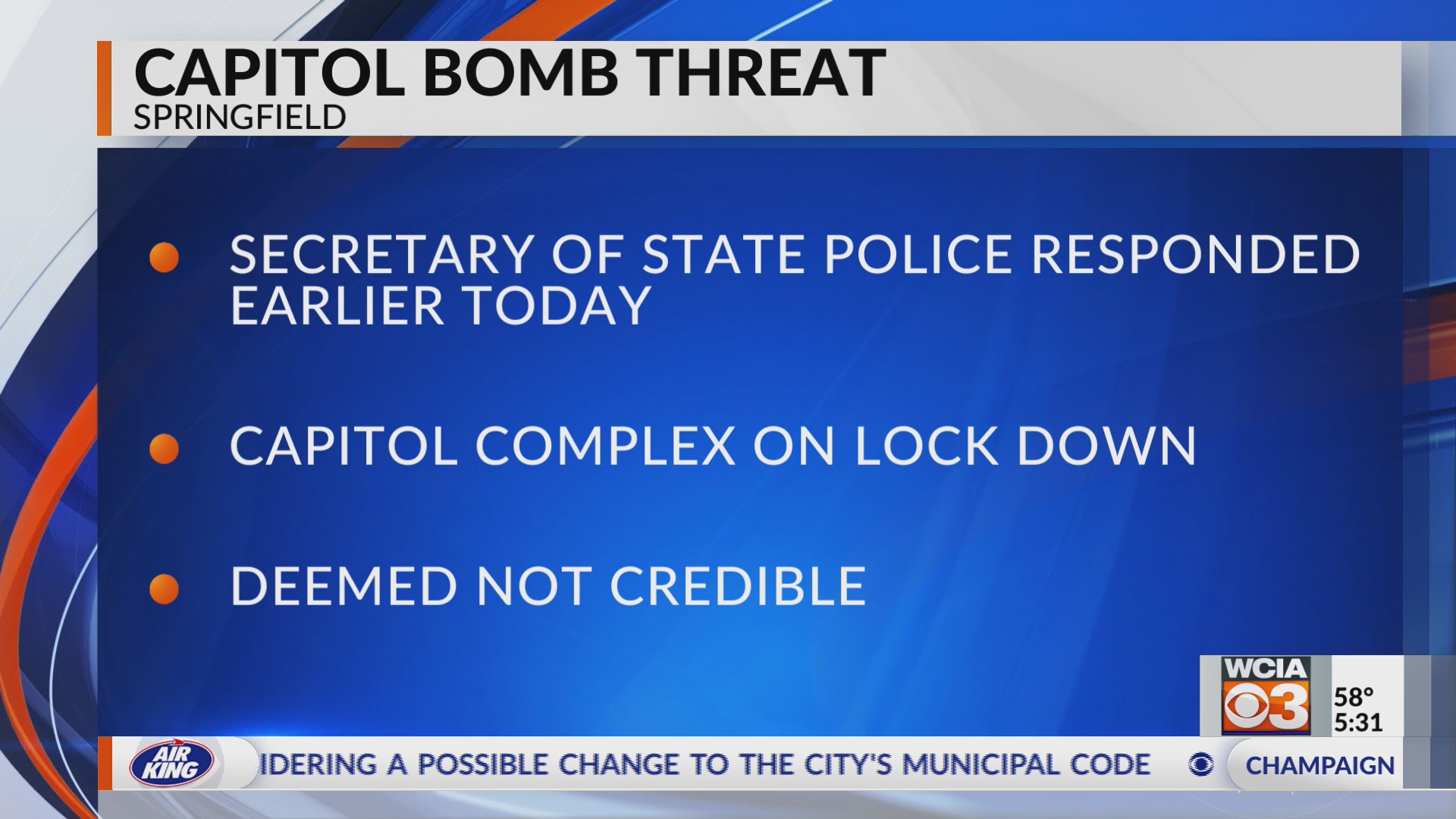 Lockdown lifted at Illinois capitol after bomb threat – WCIA.com