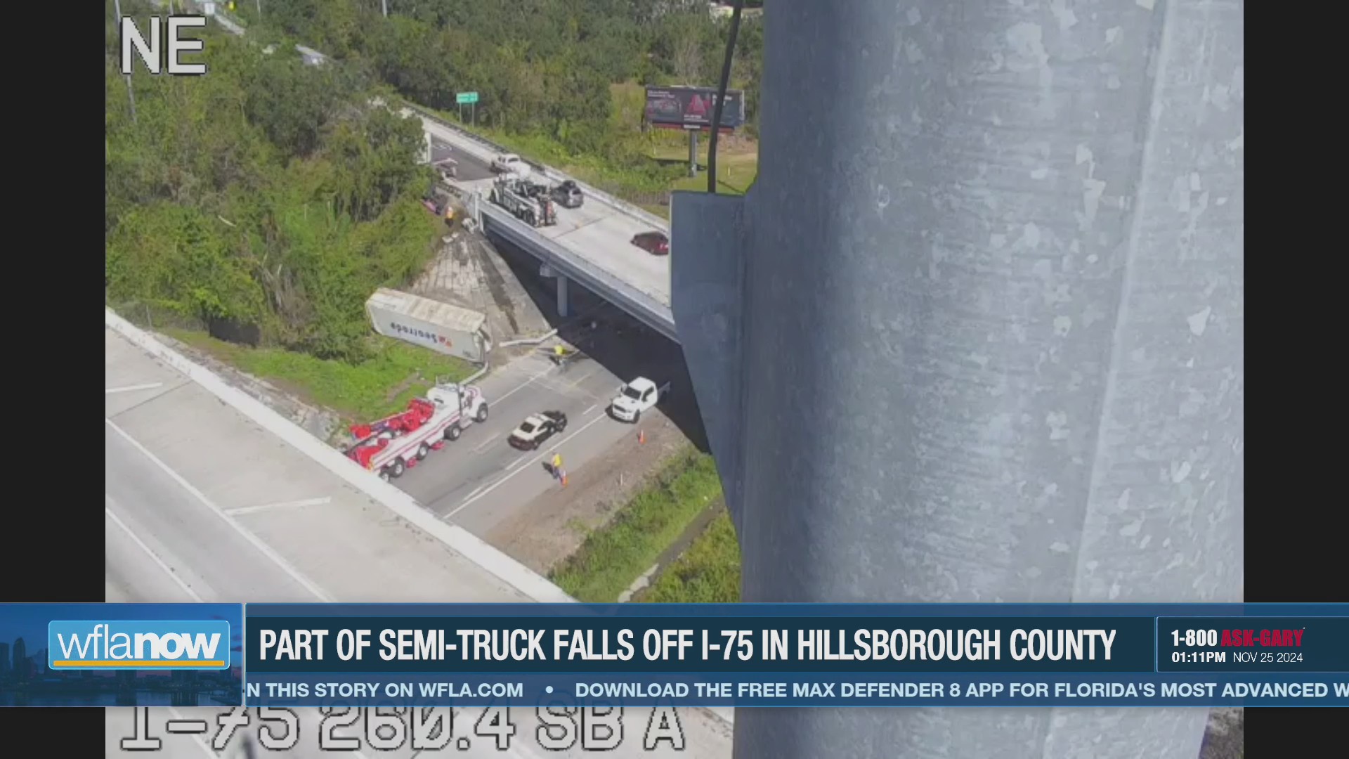 Semi-trailer falls off overpass on I-75 ramp – WFLA
