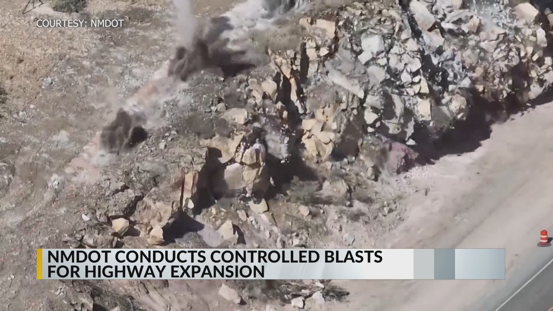 Crews blast hard rock formations for highway widening project near ...