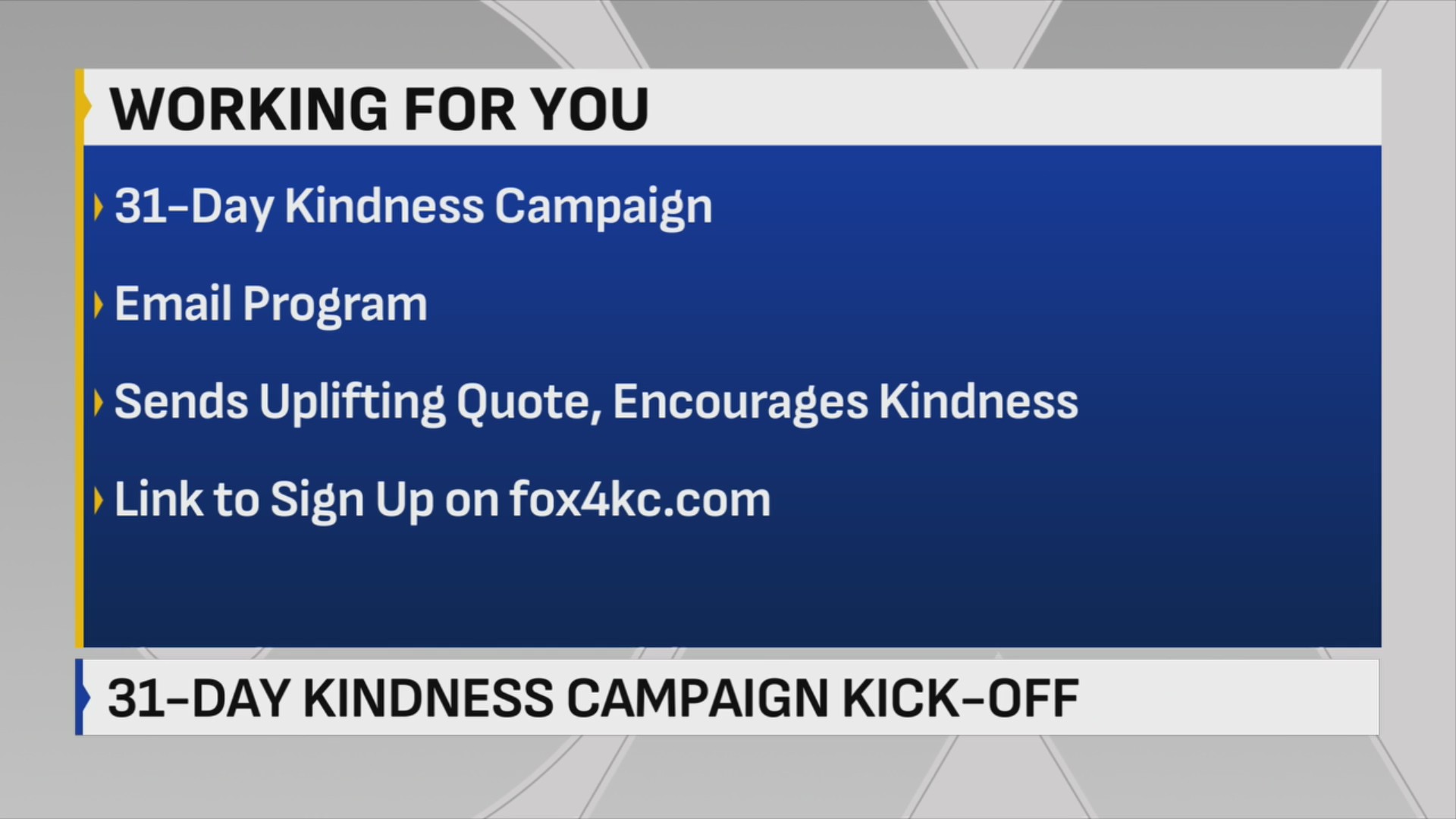 Kansas City nonprofits kickoff ’31-Day Kindness Campaign’ – FOX 4 Kansas City WDAF-TV | News ...