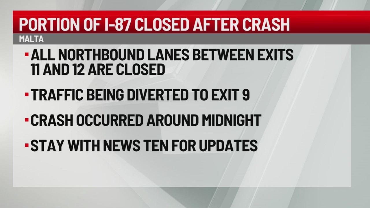 Portion of I-87 closed after crash in Malta – NEWS10 ABC