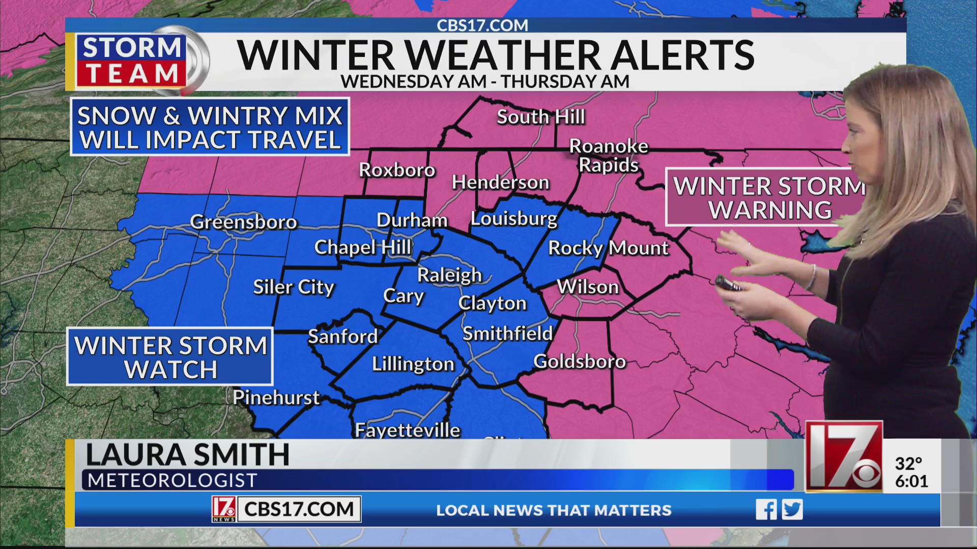 Dry Tuesday, winter storm expected Wednesday – CBS17.com