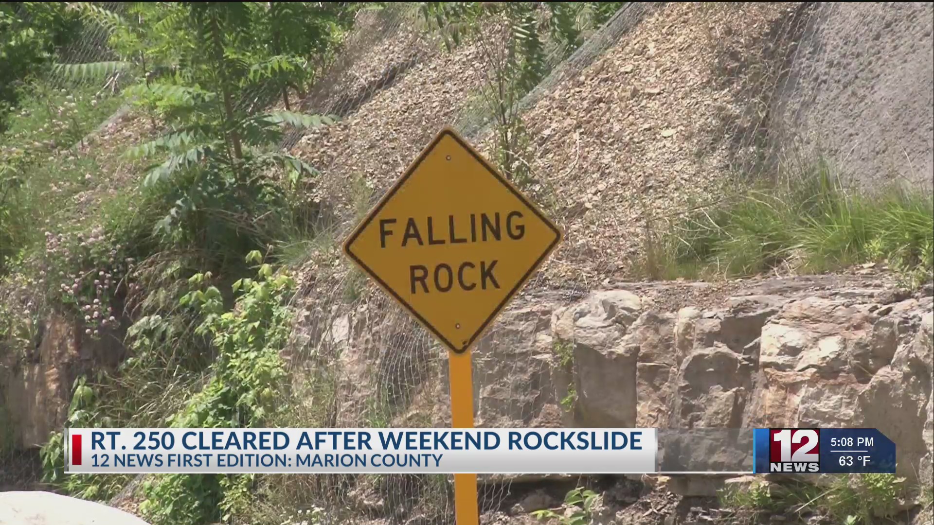 Route 250 cleared after weekend rockslide – WBOY.com