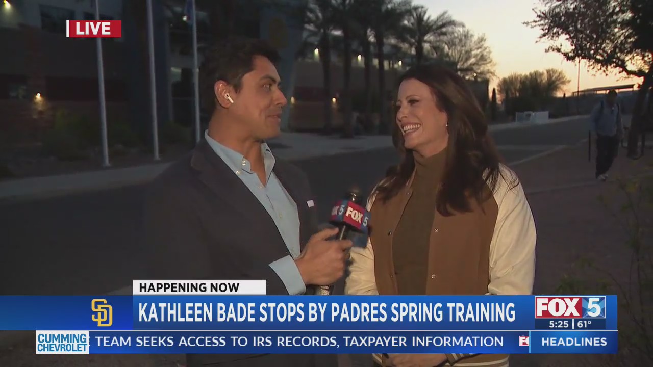Kathleen Bade stops by Padres spring training – FOX 5 San Diego & KUSI News