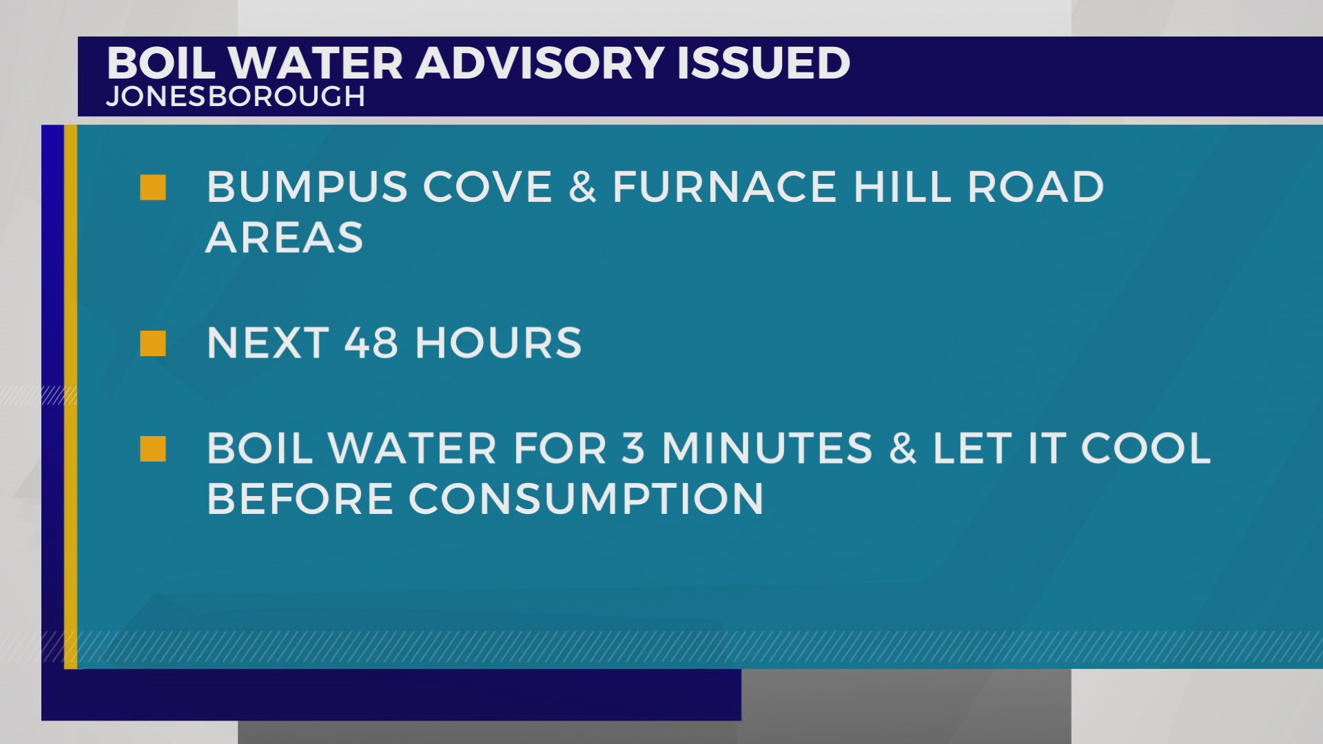 Boil water advisory issued for Bumpus Cove, Furnace Hill Road – WJHL ...