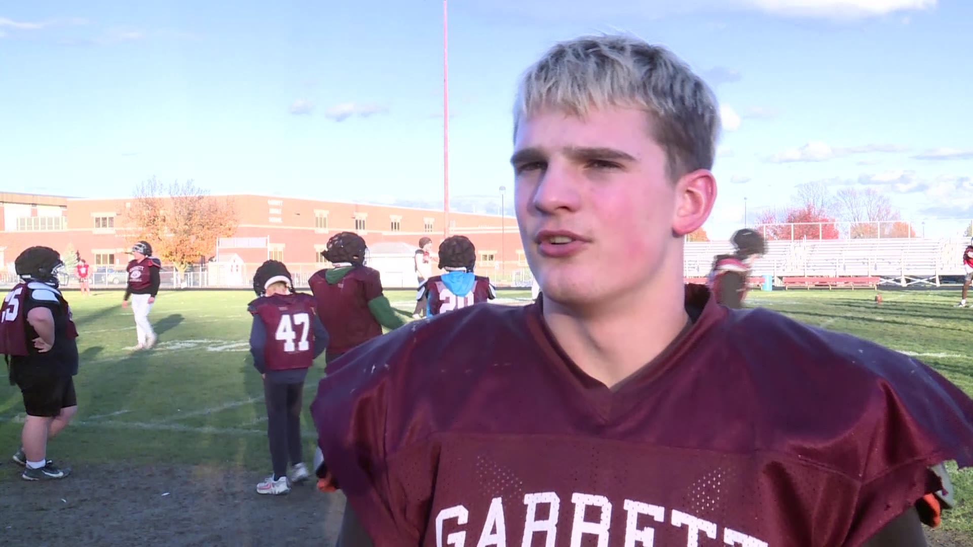 Calder Hefty full interview at Garrett Railroaders football practice on ...