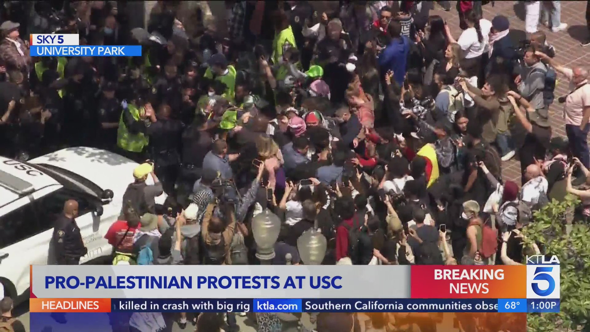 Pro-Palestinian protesters, police scuffle on USC campus – KTLA