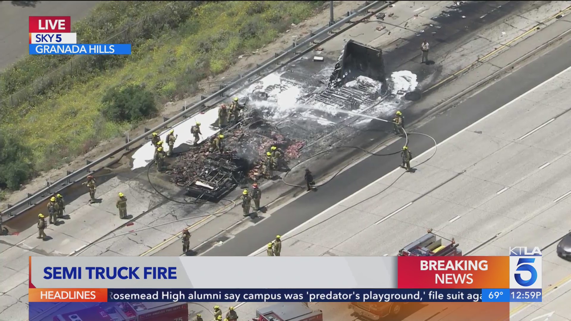 Semi-truck carrying meat incinerated by massive fire on 5 Freeway – KGET 17