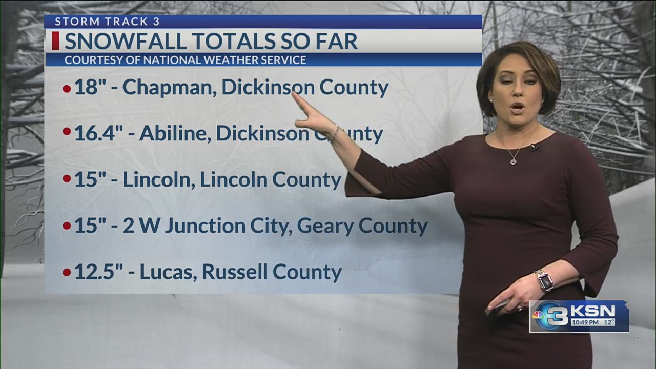 Highest snowfall totals from Kansas blizzard – KSN-TV