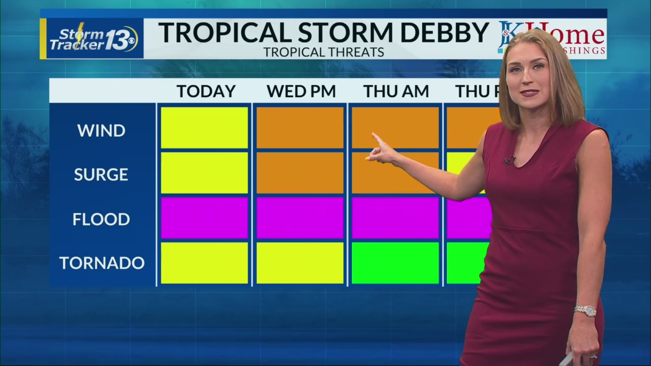 Tropical Storm Debby will make second landfall Wednesday night – WBTW