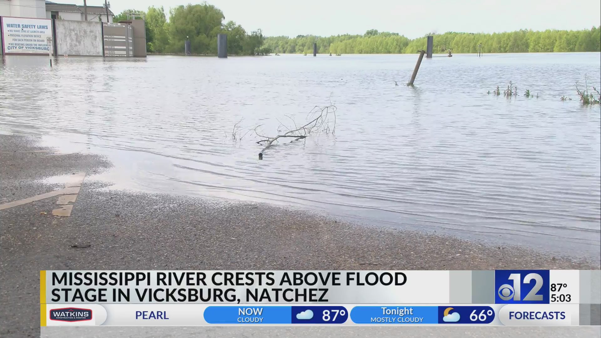Mississippi River crests above flood stage in Vicksburg – WJTV