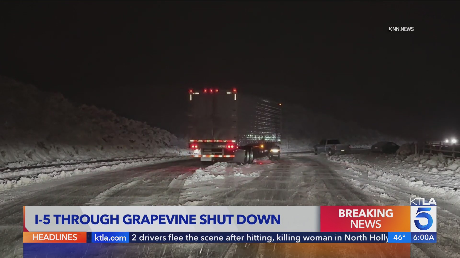 Hazardous conditions shut down 5 Freeway through Grapevine – KTLA