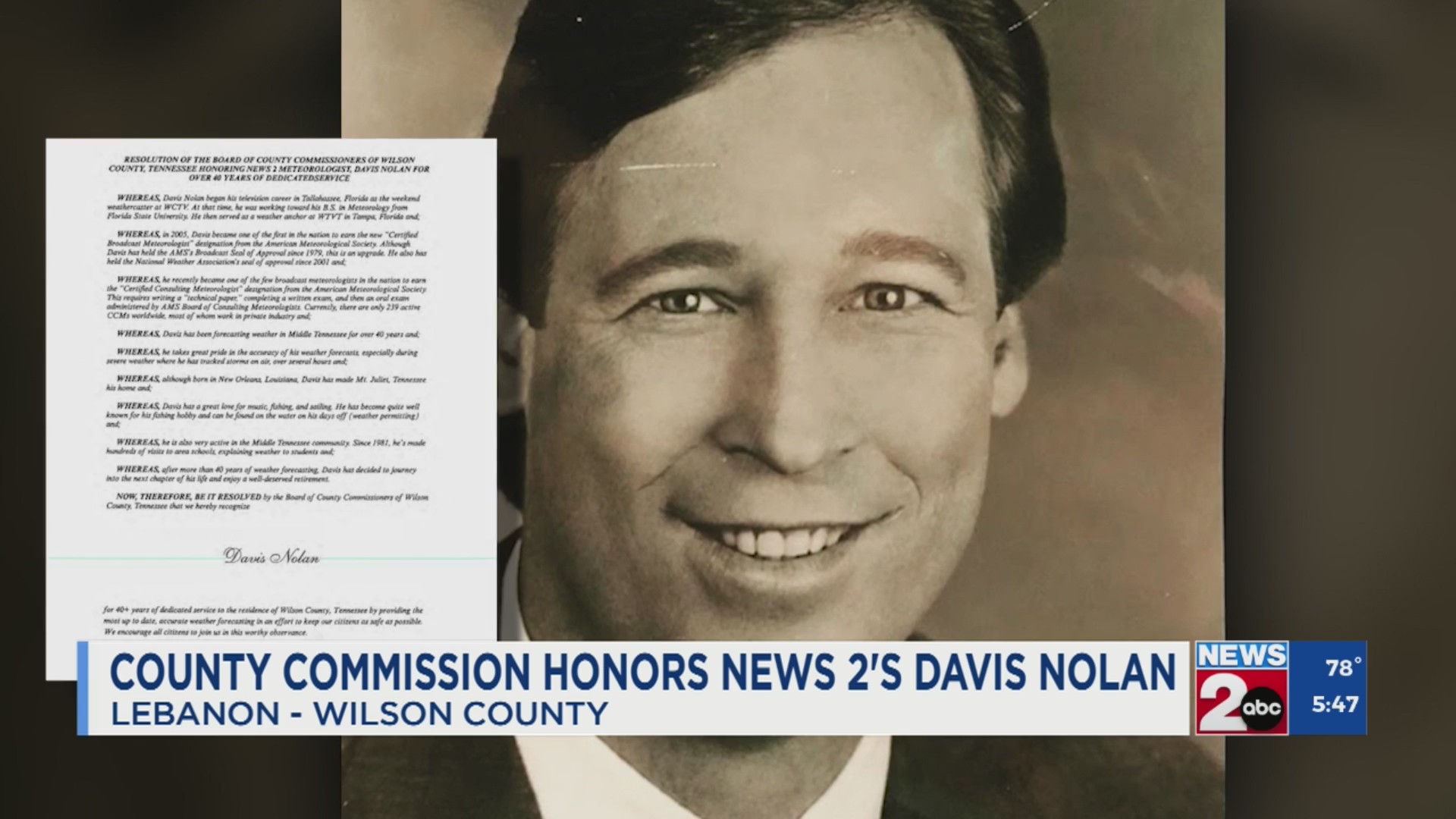 Wilson County commission honors News 2’s Davis Nolan – WKRN News 2