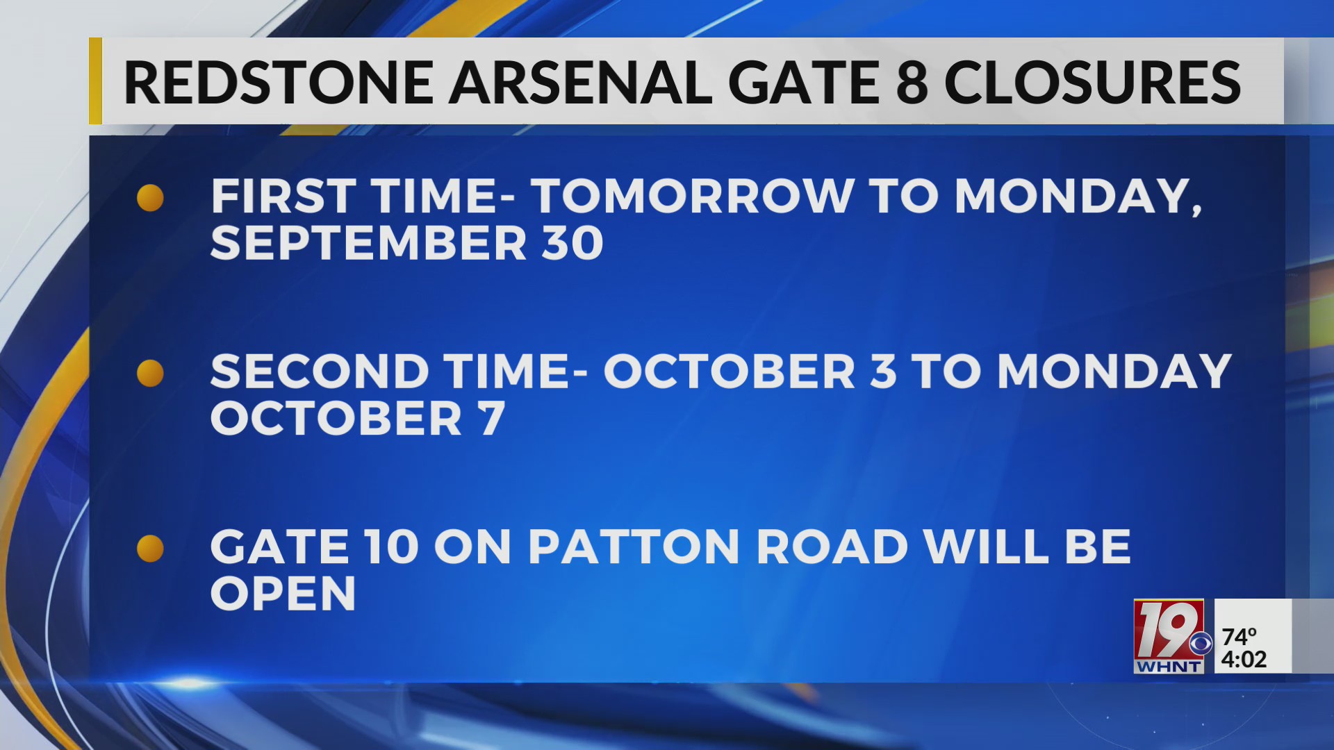 Redstone Arsenal Announce Gate 8 Closure Schedule | Sept. 25, 2025 ...