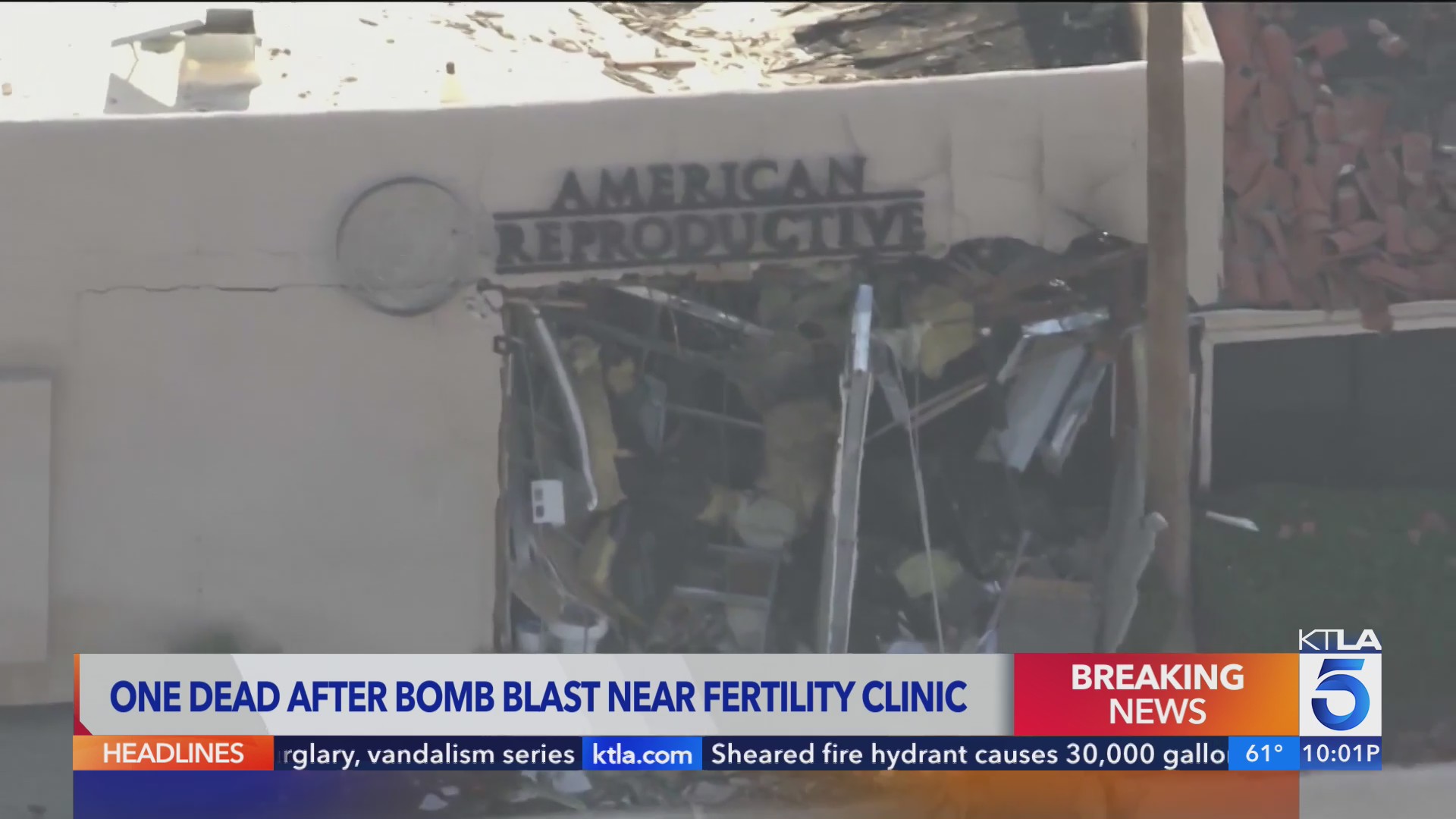 One killed in bomb blast near fertility clinic – KTLA