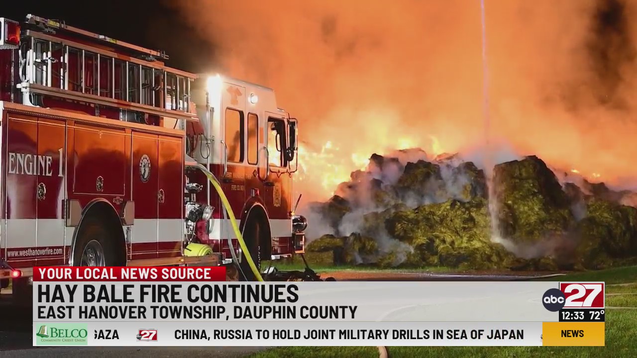 Firefighters battle massive hay bale fire in Dauphin County – ABC27