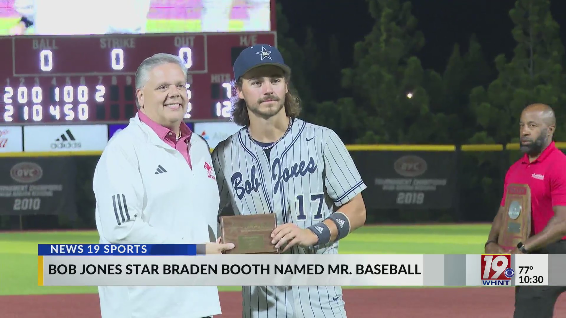 Bob Jones Star Braden Booth Named Mr. Baseball | June 9, 2024 | – WHNT.com