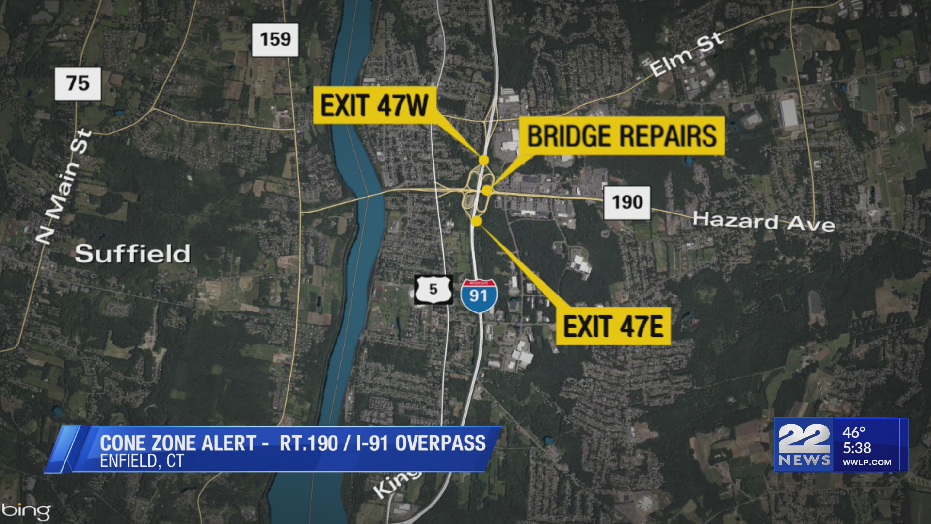 Overnight emergency work on Route 190 bridge over I-91 in Enfield – WWLP