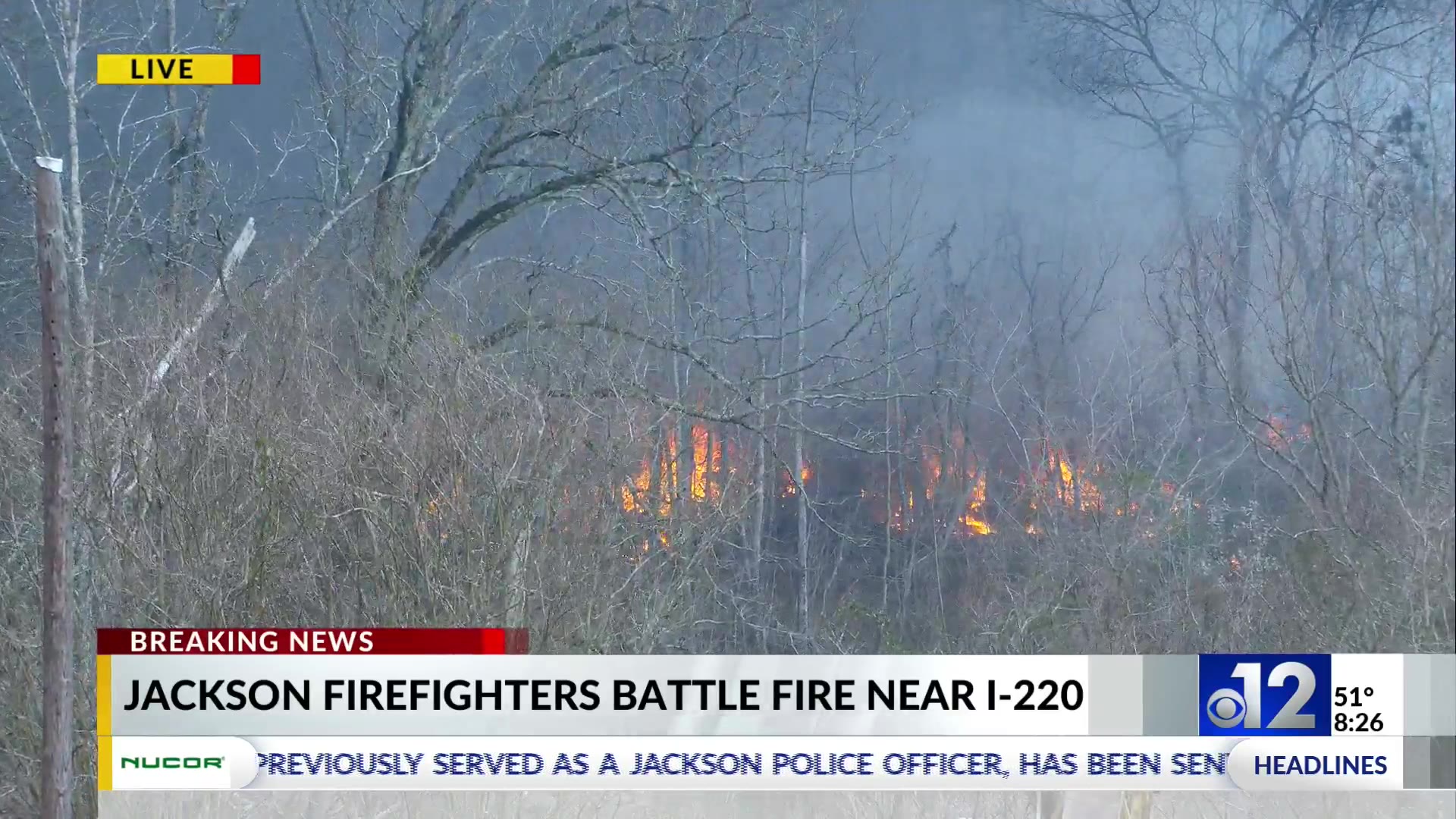 Jackson firefighters battle large fire near I-220 – WJTV