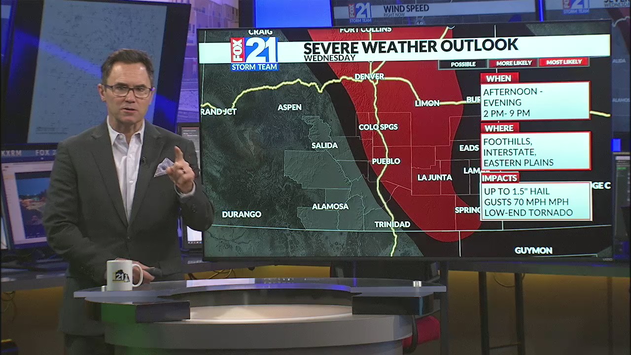 Severe weather threat Wednesday – FOX21 News Colorado
