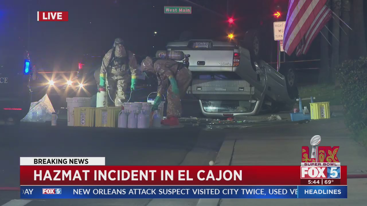 HAZMAT cleaning pool chemical spill on El Cajon road – FOX 5 San Diego ...