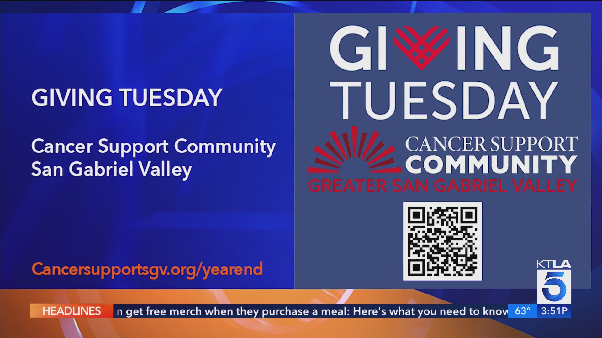 Giving Tuesday: Cancer Support Community Greater San Gabriel Valley – KTLA