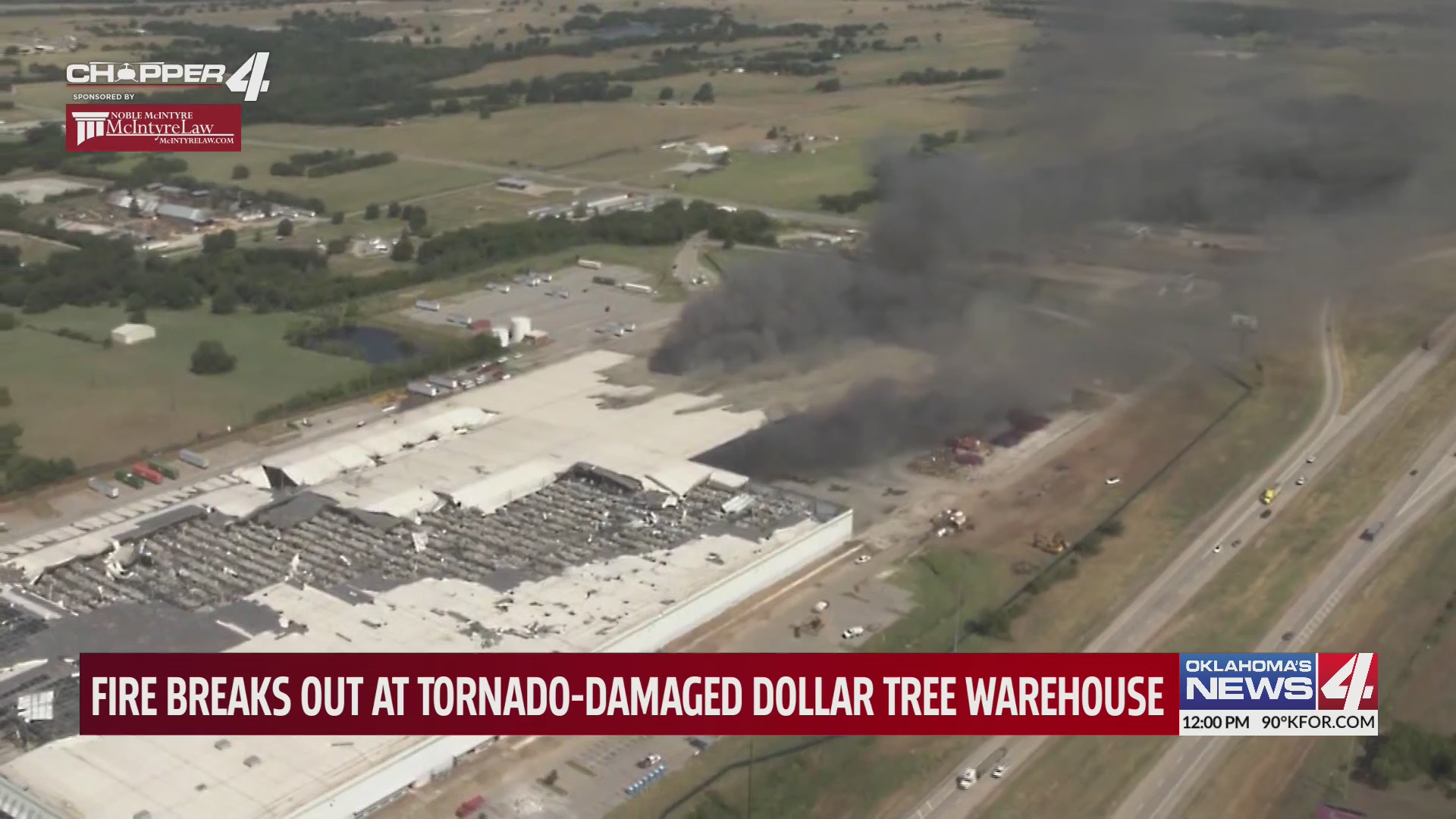 Storm-damaged Dollar Tree distribution center catches on fire – KFOR ...