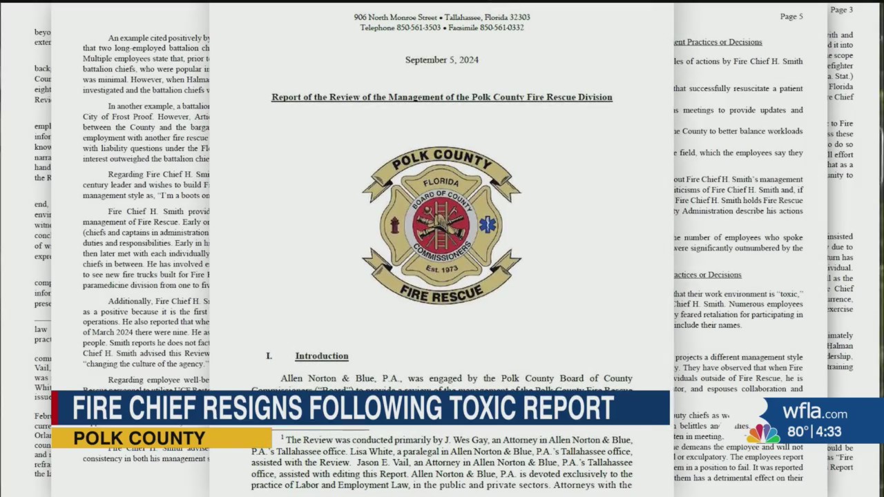 Polk Fire Rescue Chief resigns ‘in protest’, citing ‘untenable ...