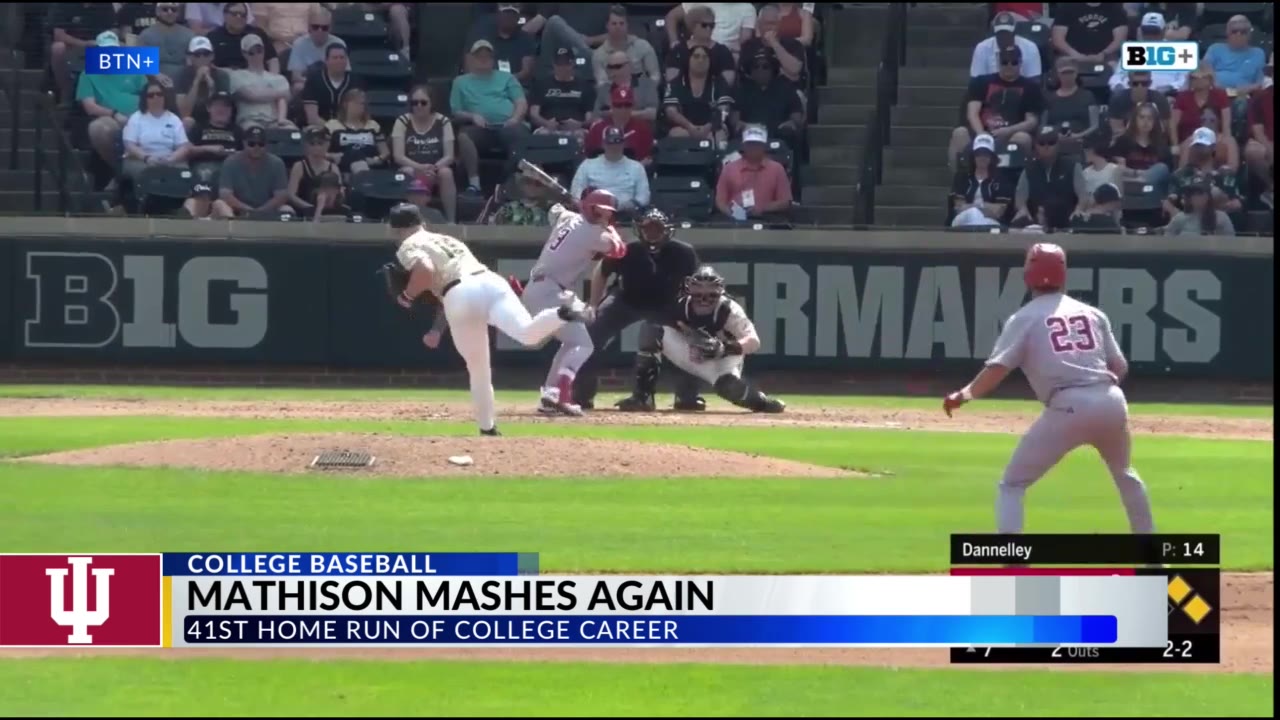 Mathison mashes 41st career home run with Indiana in win at Purdue ...
