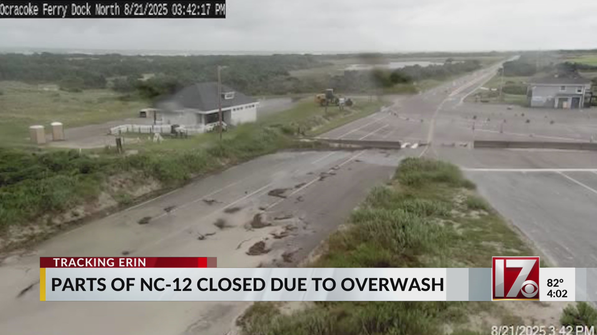Parts of N.C. 12 closed due to overwash from Erin – CBS17.com