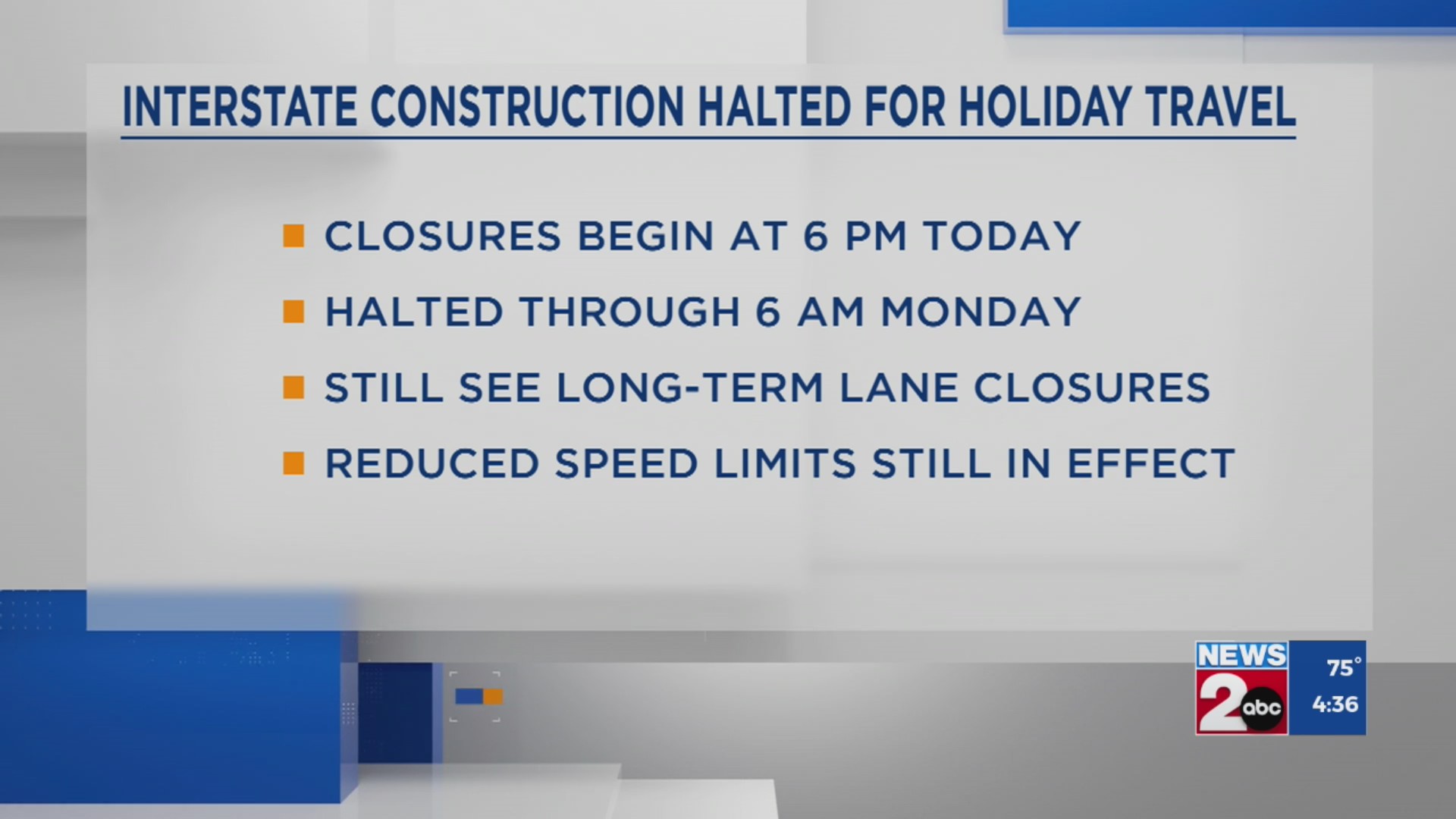TDOT halts interstate construction for Easter travel – WKRN News 2