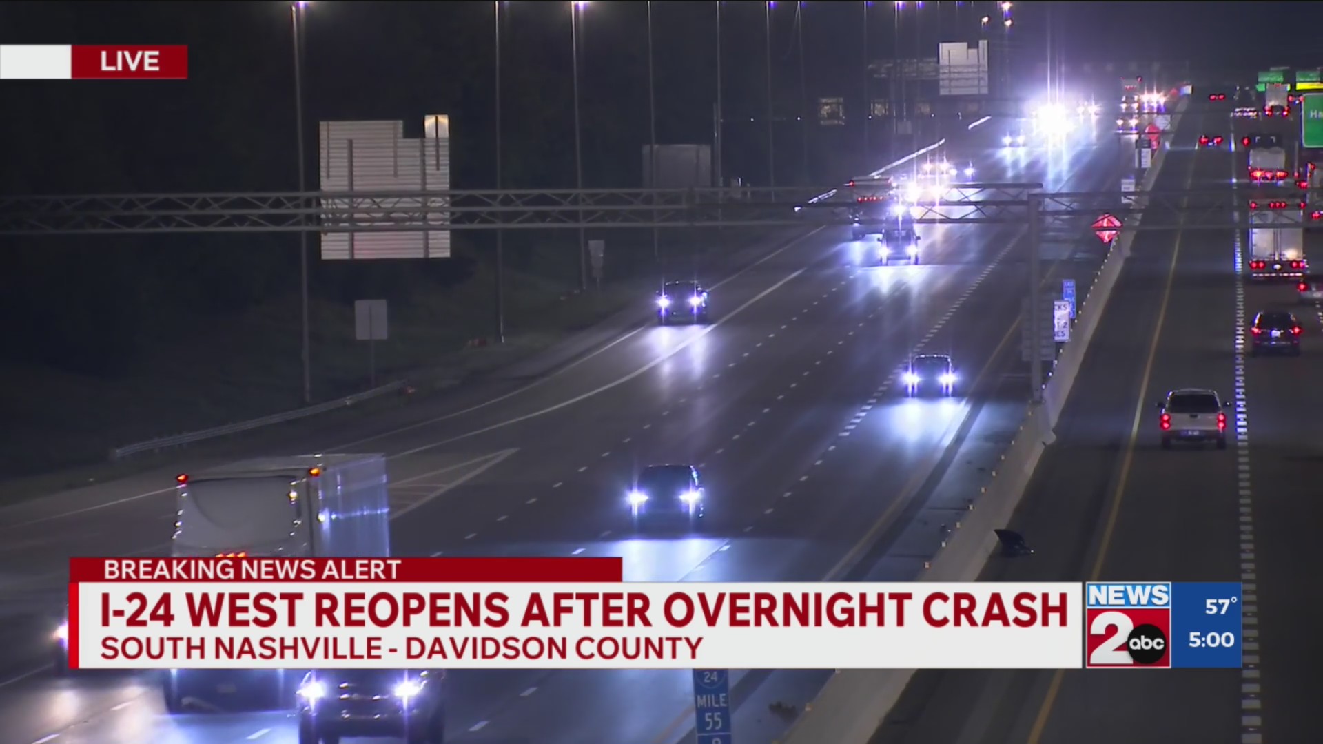 I-24 reopens at Harding Place in South Nashville – WKRN News 2