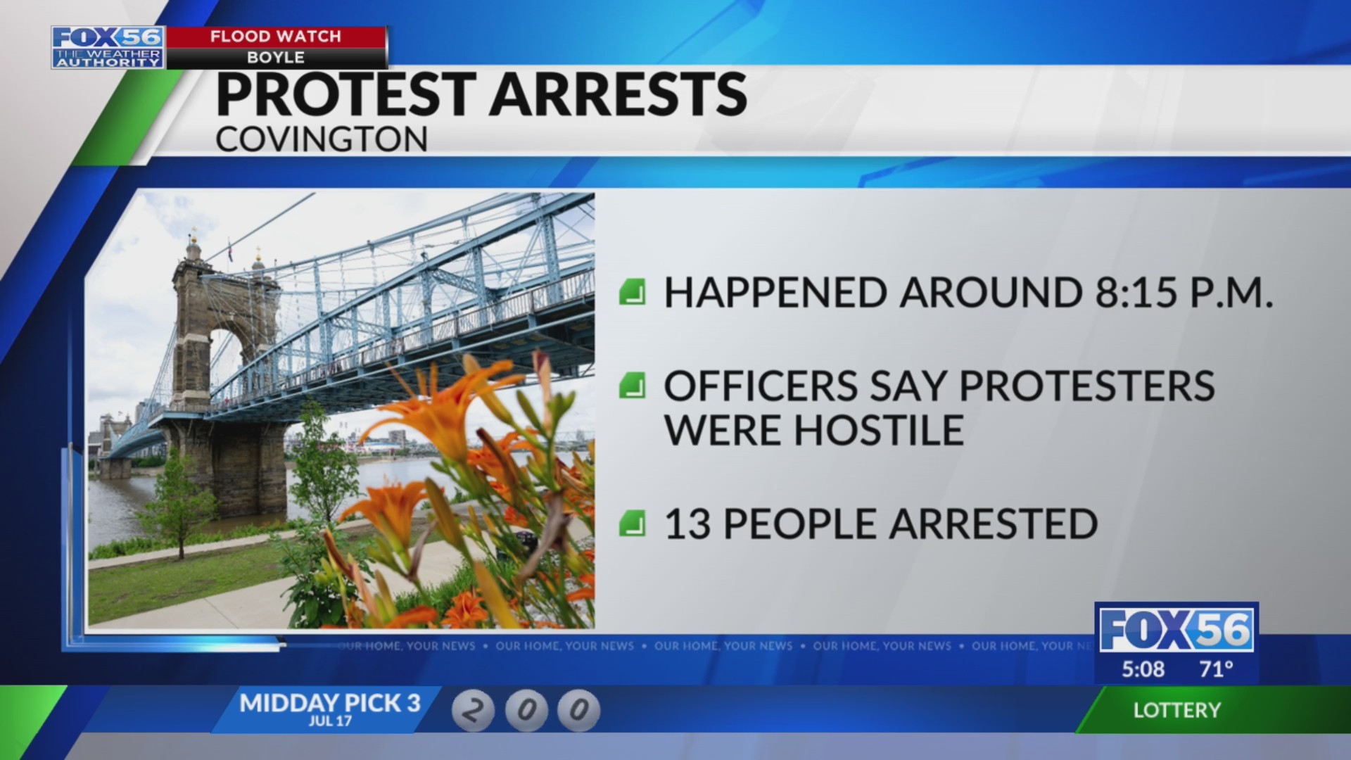 13 arrested after protest on Covington bridge turns hostile – FOX 56 News