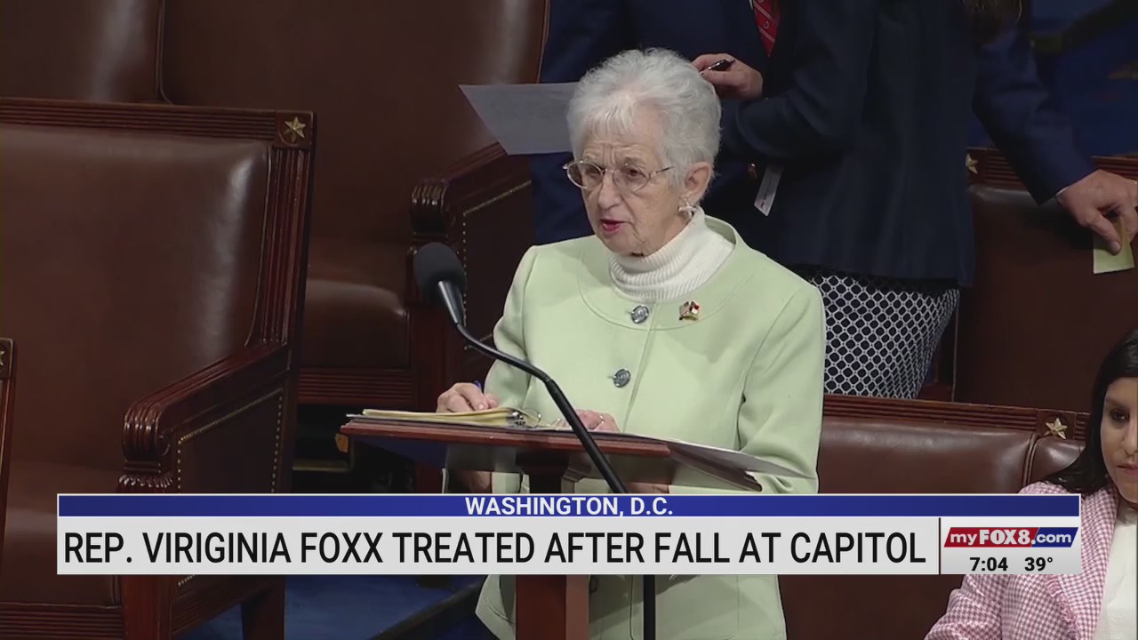 Rep. Virginia Foxx of NC falls at marble stairs outside US House ...