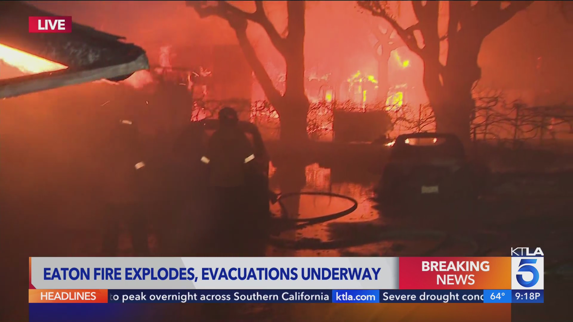 Eaton Fire triggers evacuations as the flames grow over 400 acres – KTLA