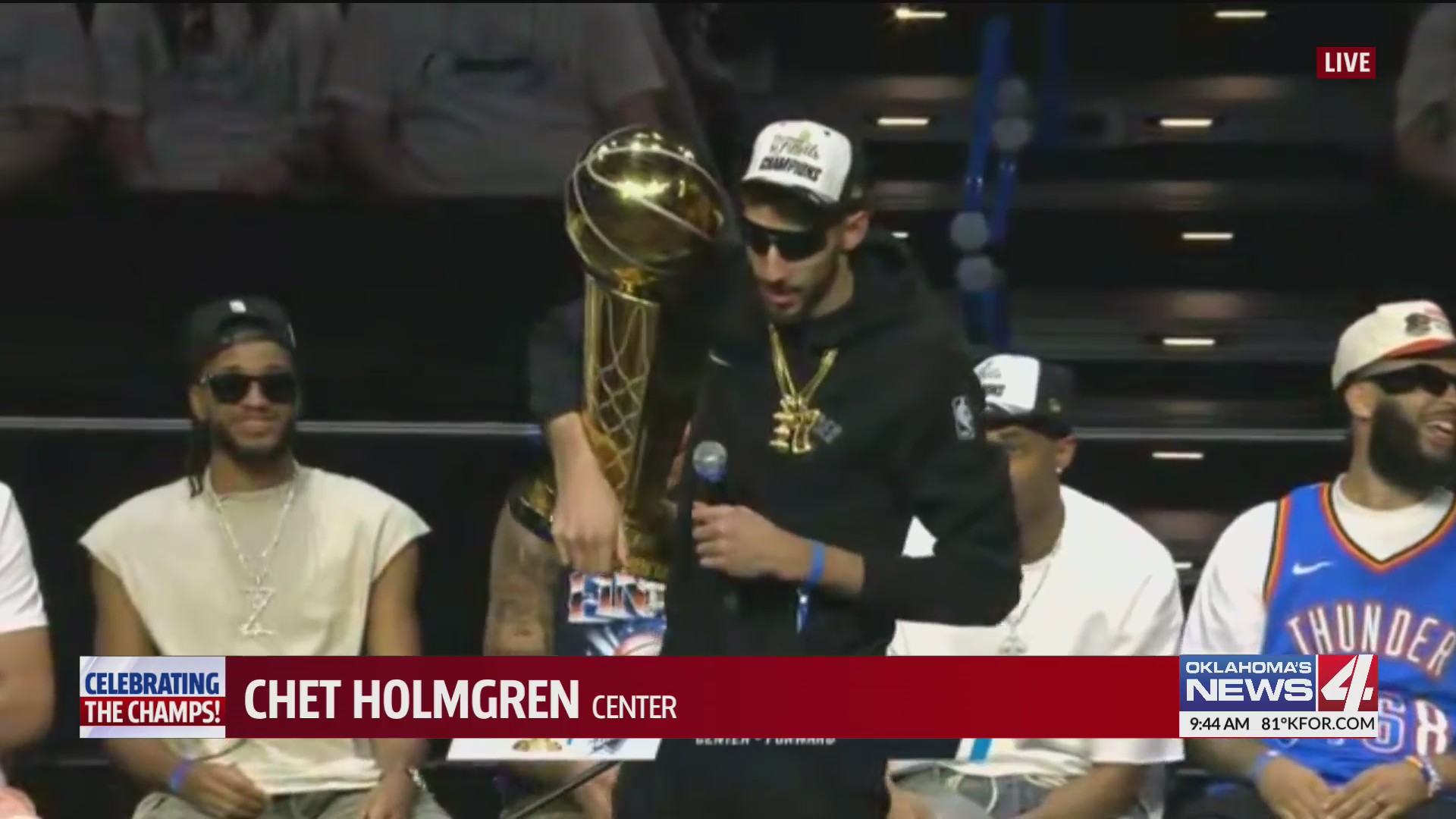 Chet Holmgren speaks at the OKC Thunder Championship Celebration – KFOR ...