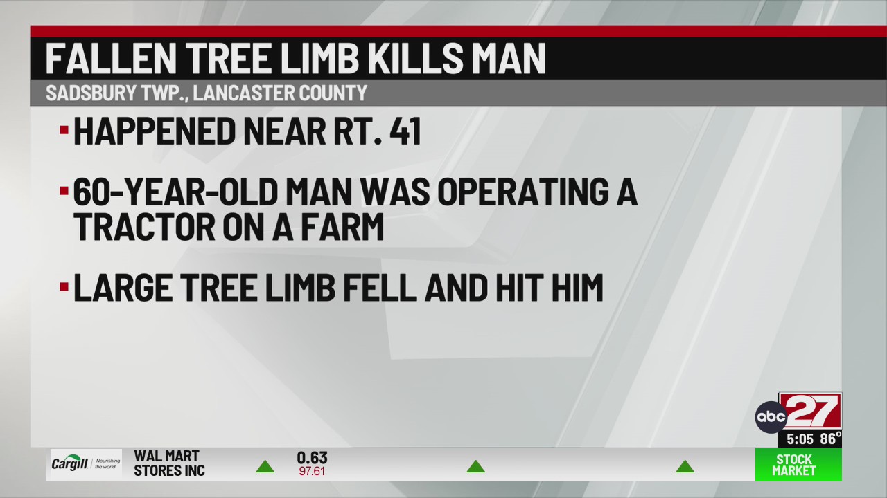 Falling tree limb kills man while operating tractor in Lancaster County ...