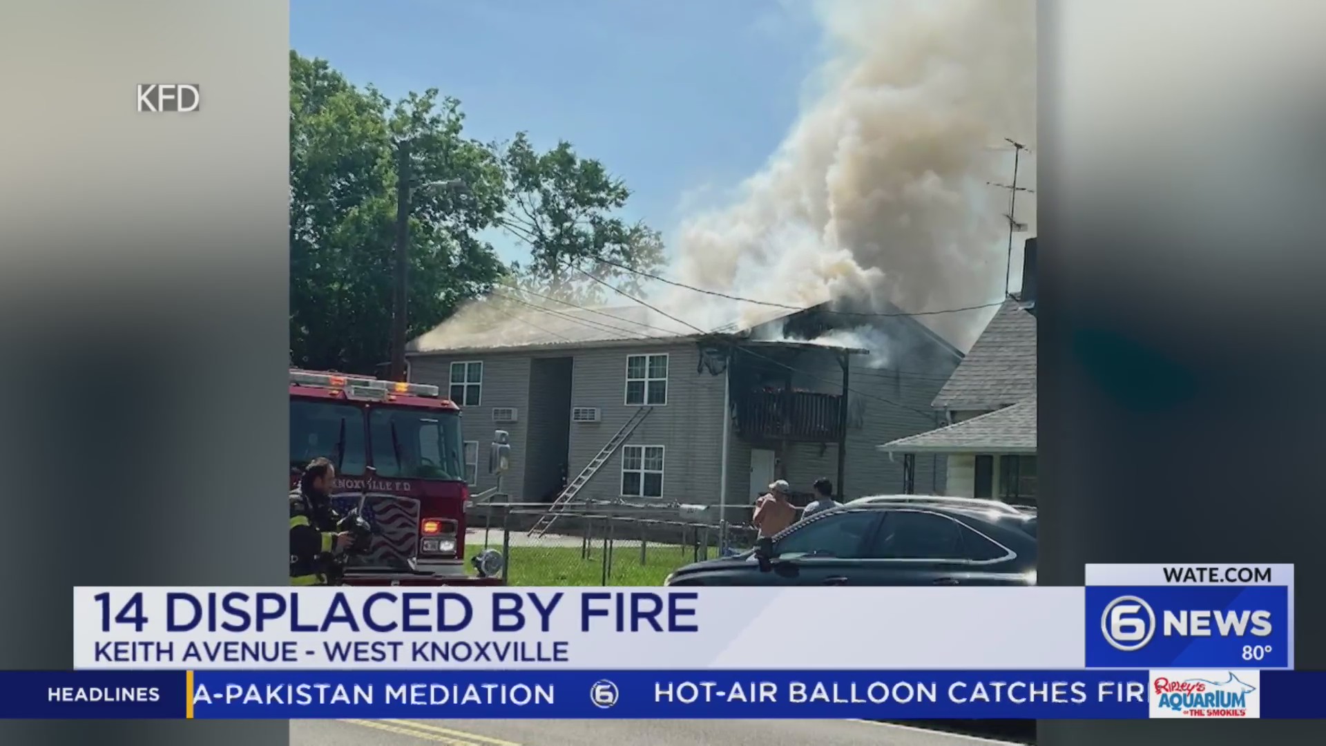 Fourteen displaced after apartment building fire in Knoxville – WATE 6 ...