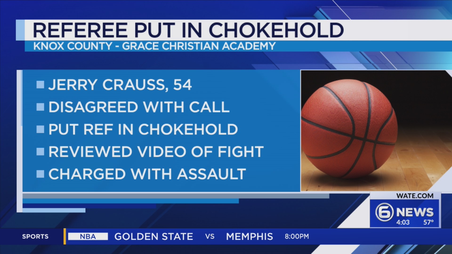 Man charged after referee assaulted at Grace Christian – WATE 6 On Your ...