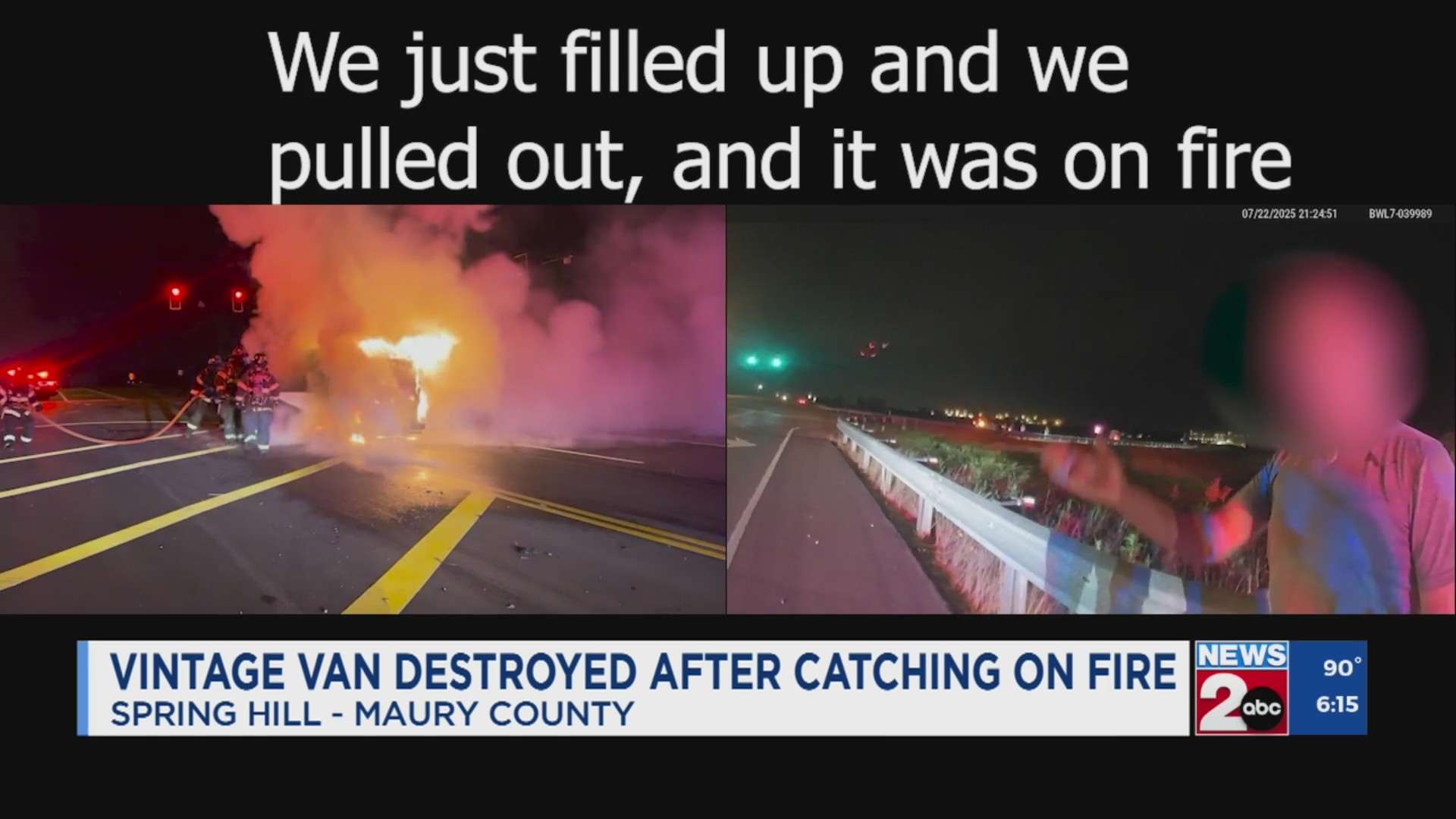 Vintage van destroyed after catching fire on TN road | VIDEO – WKRN News 2
