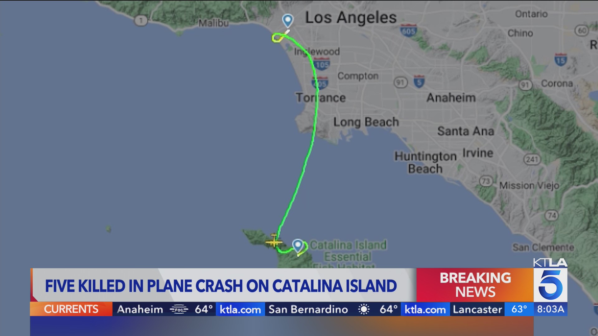 Five killed in plane crash on Catalina Island – KTLA