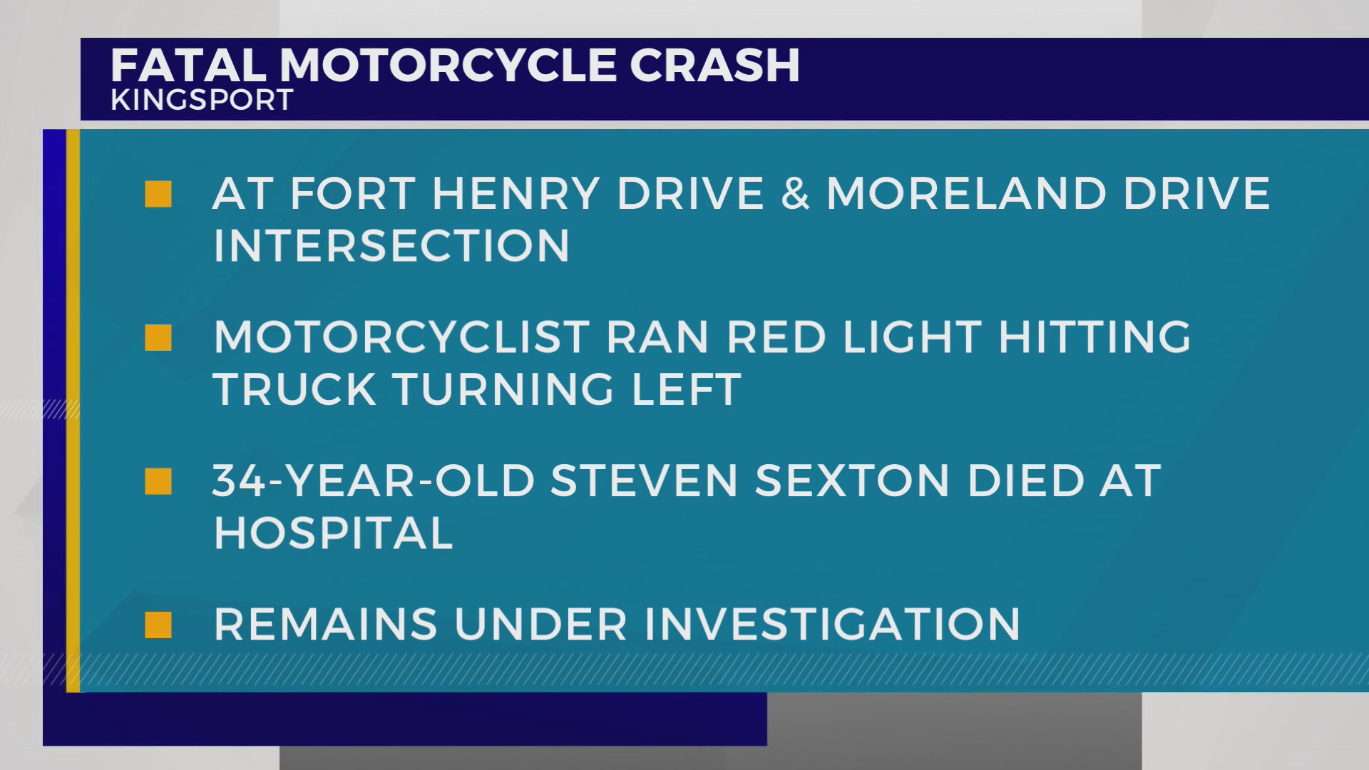 Kingsport PD: 1 dead after motorcycle crash on Fort Henry Drive – WJHL ...